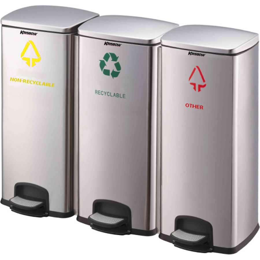 Jual DUST BIN 50L W/3 COMPARTMENT AND STAND KRISBOW Original | Kawan ...